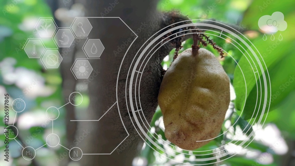 Namnam fruit cynometra cauliflora with semi-transparent digital icons ...