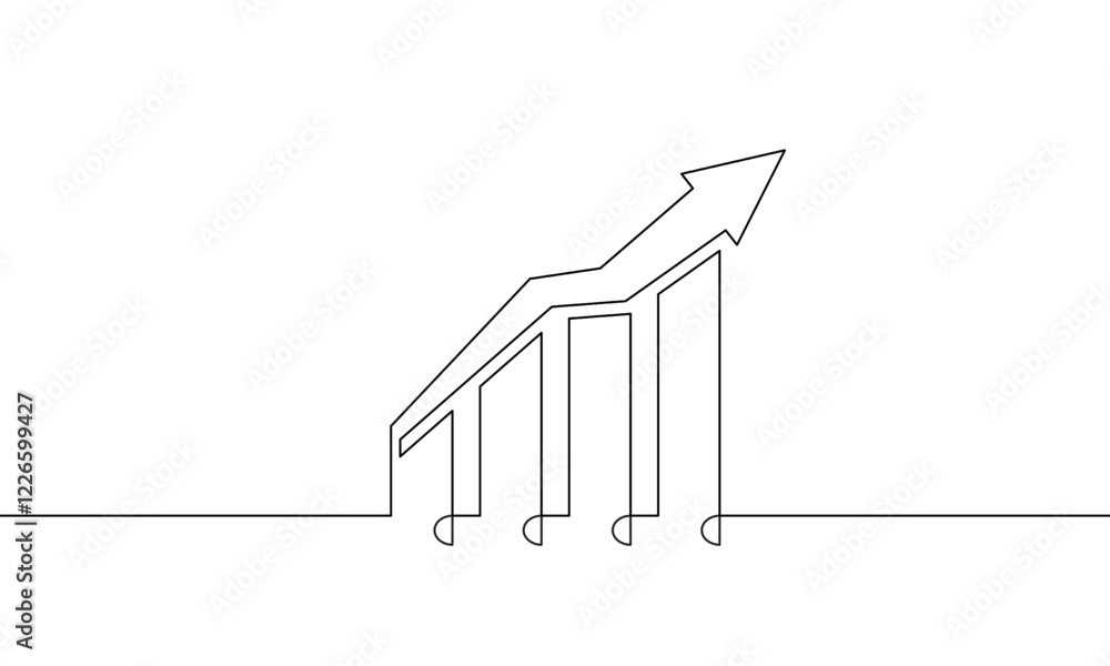 Continuous one line drawing of increasing arrow up sign symbol ...