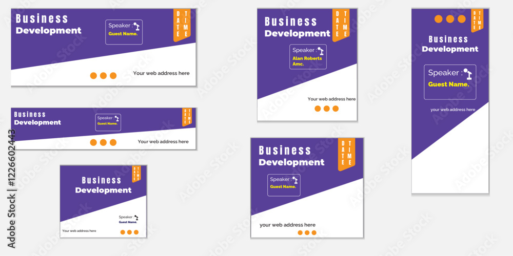 Abstract Banner Design Web Template Set Horizontal Header Web Banner Modern Gradient Blue