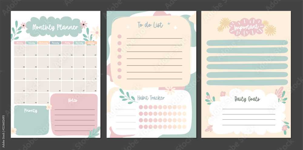 colorful Printable Personal Planner Templates. A4 Format with Daily ...
