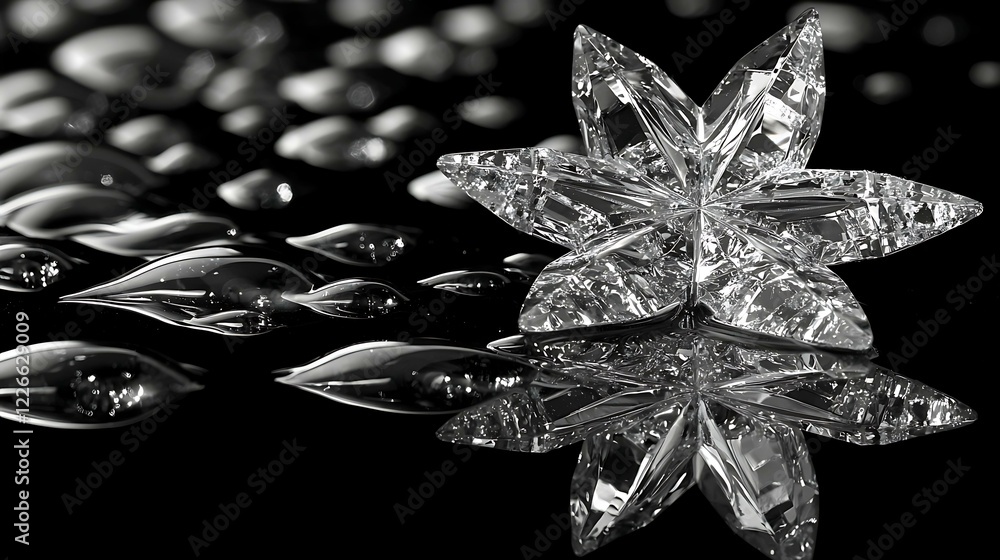 High-resolution photo of a crystal star award resting on a sleek black ...