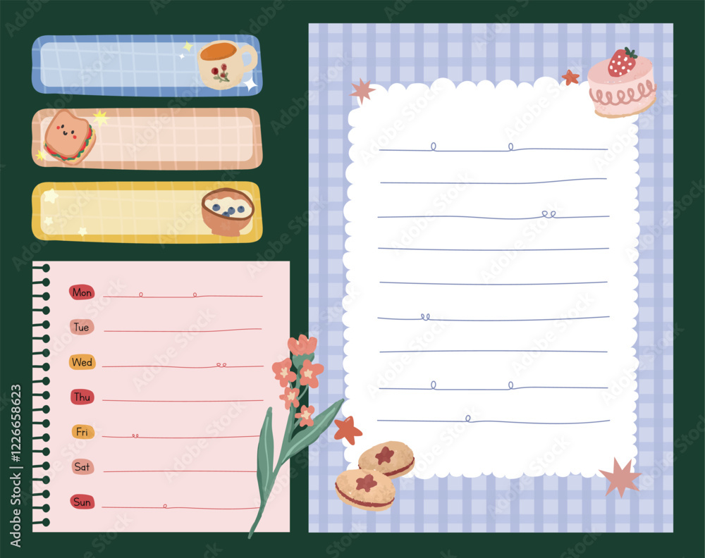 Vector de Stock floral Printable Personal Planner Templates. A4 Format ...