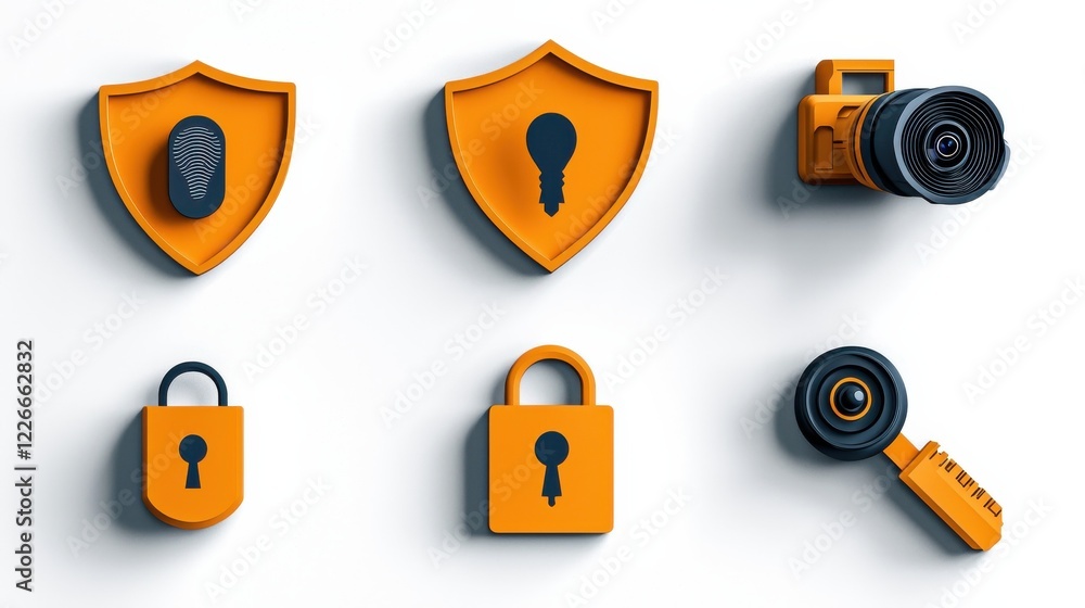 Enhancing cybersecurity six icons representing firewall encryption ...