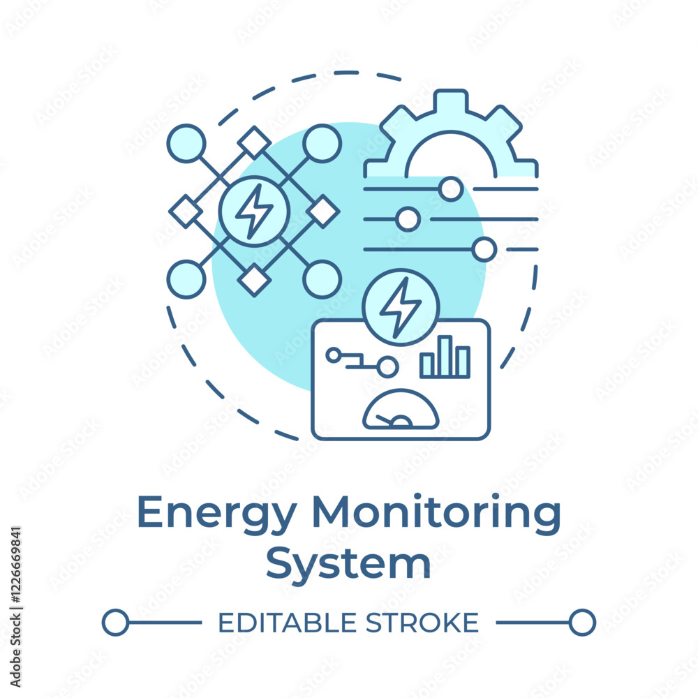 Vector de Stock Energy monitoring system soft blue concept icon ...