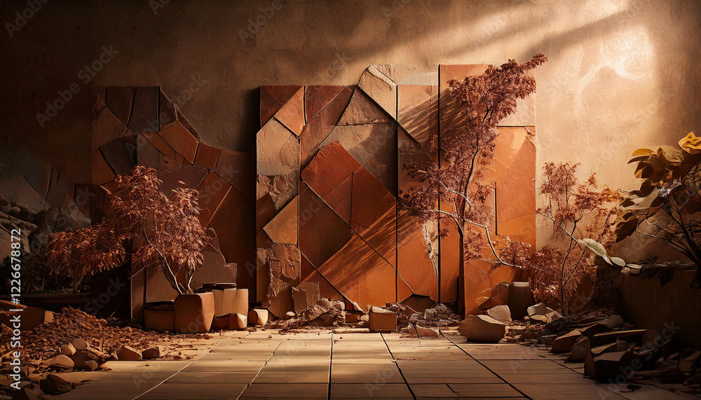 geometric concrete design wall mood board with concrete tiles color ...