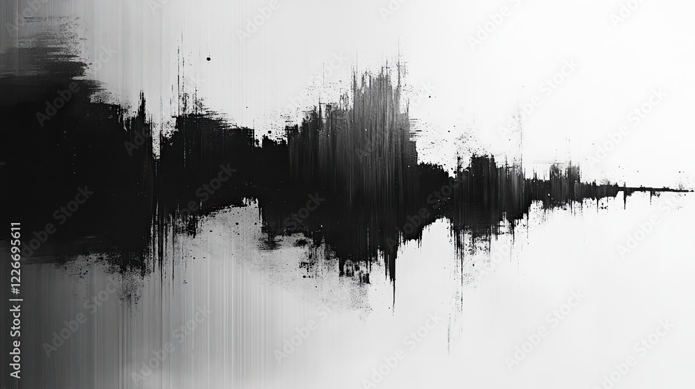 Abstract black and white glitch line HUD design with grunge noise ...