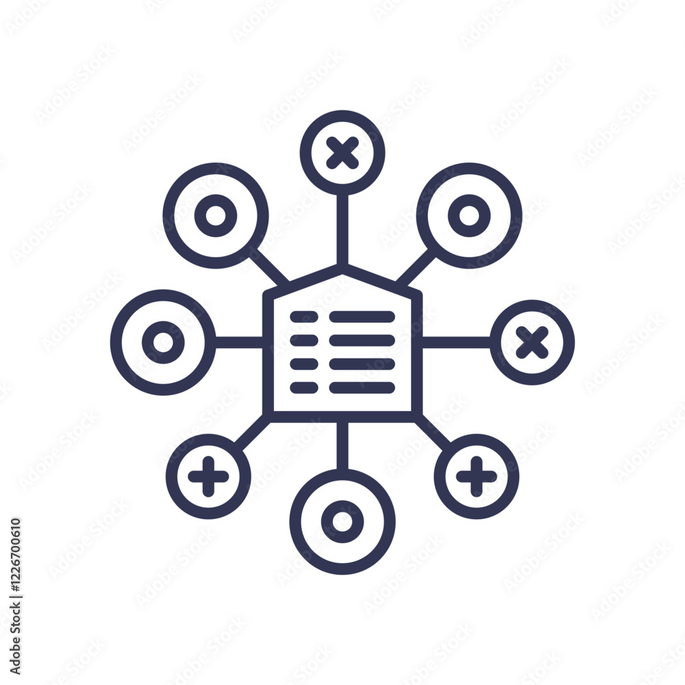 Central hub with connected nodes, symbolizing a centralized repository. Stock Vector | Adobe Stock