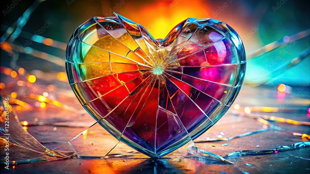 Broken Glass Heart Double Exposure AI Art, Shattered Glass, Heart ...