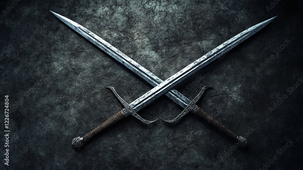 Cartoon crossed pirate swords. Two corsair sabers with cross blades ...