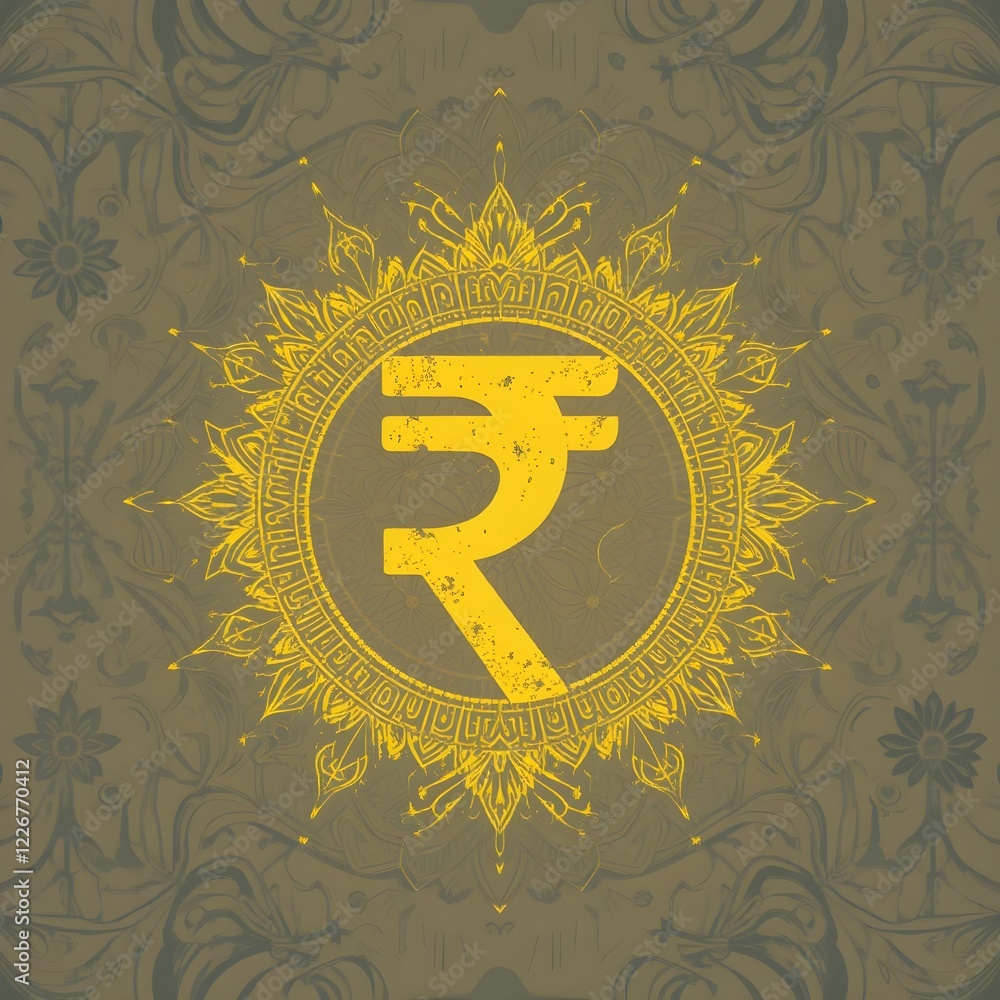 Gold Indian Rupees ₹ Logo, Indian Rupee Symbol, Gold ₹ Design, Golden ...