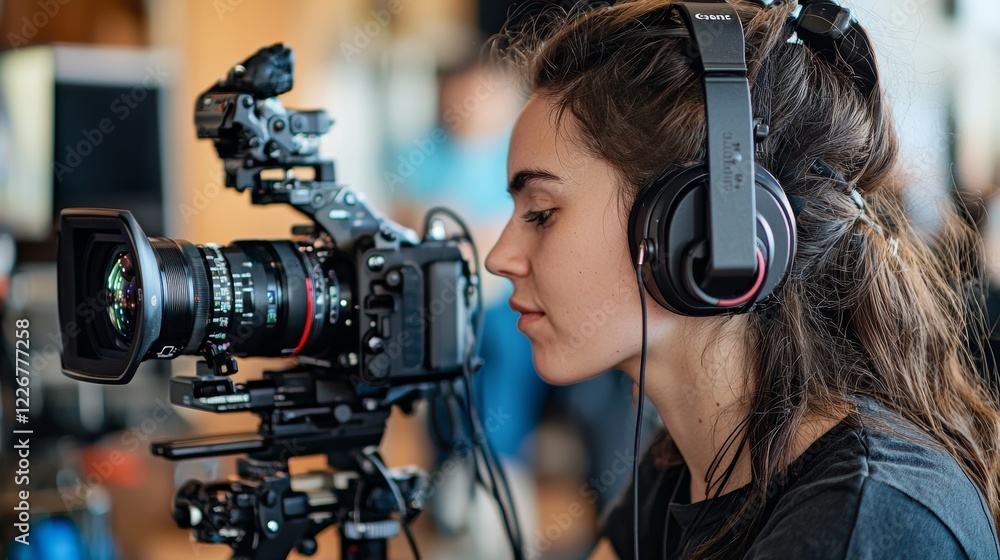 Content creator capturing the art of videography with multiple camera ...