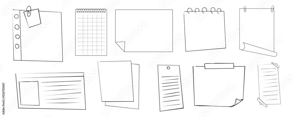 Memo sticky note reminder sheet paper. Doodle paper frame, check list ...