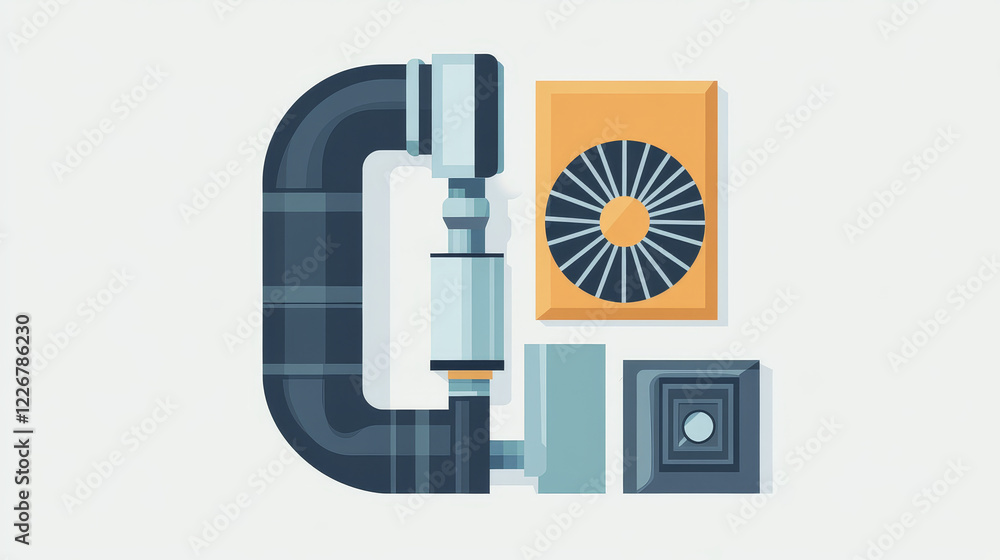 Industrial ventilation icon with isolated vector industrial fan or ...