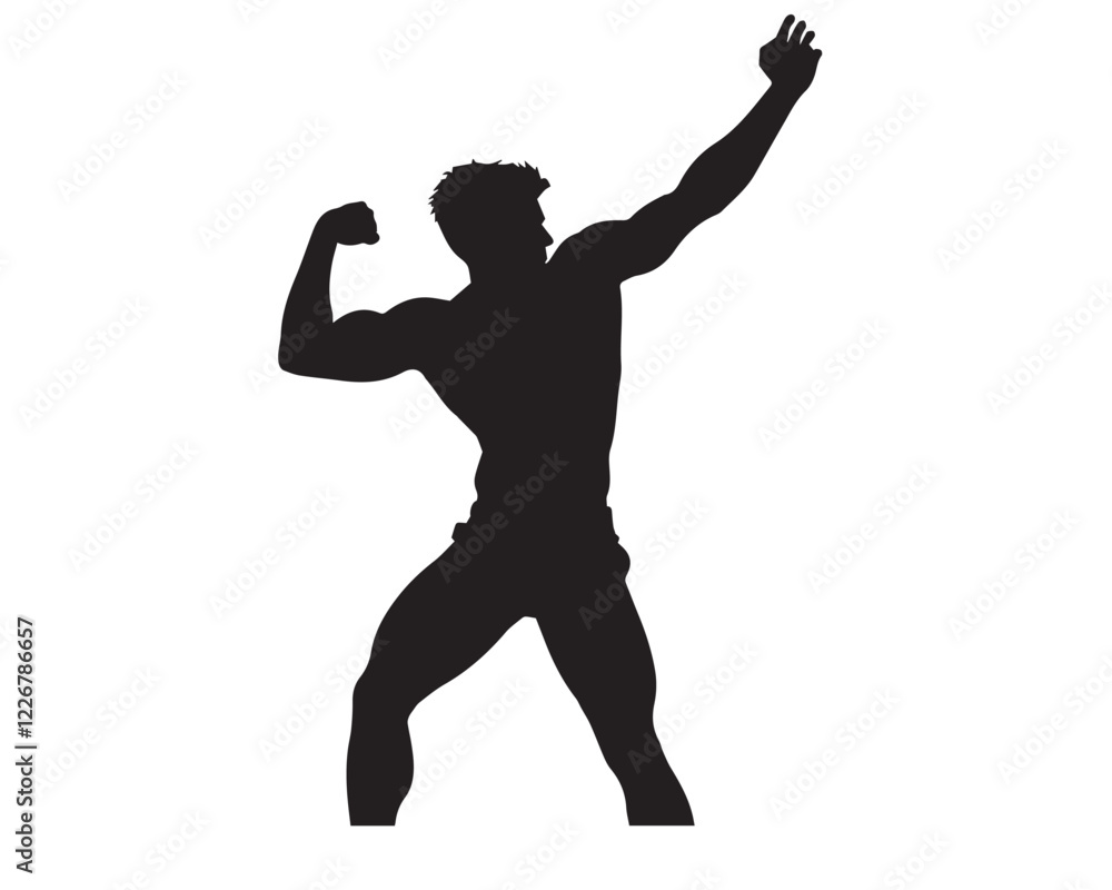 Bodybuilding Pose Illustration - Black Vector Design Stock Vector ...