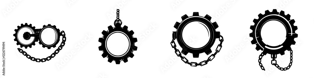 Cogs and chains creating a mechanical design suitable for industrial ...