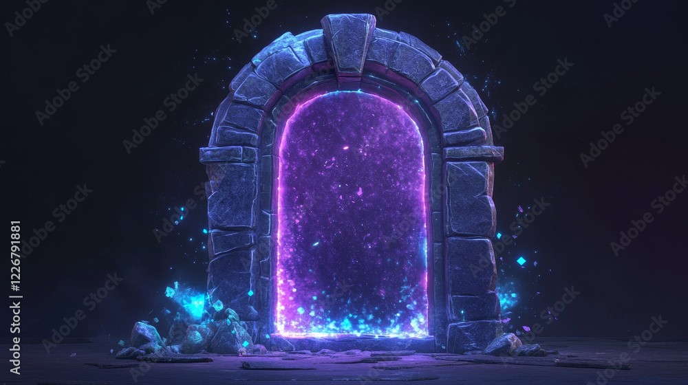 Fantasy magic portal gate door, witchcraft game asset. Cartoon vector ...