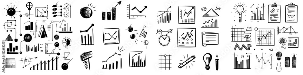 Graphs and charts illustrate data trends in a creative and engaging ...