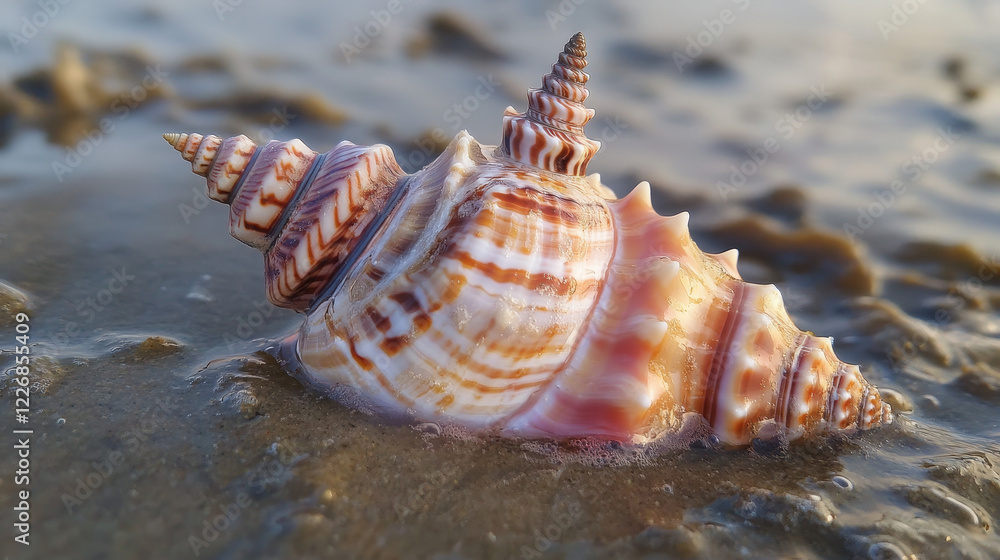 Seashell, sea animals and ocean beach mollusk. Scallop, snail and clam ...