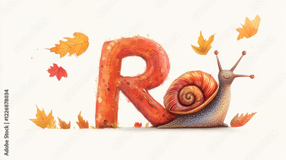 Ilustración de Stock Uppercase capital R letter of autumn fall ABC in ...