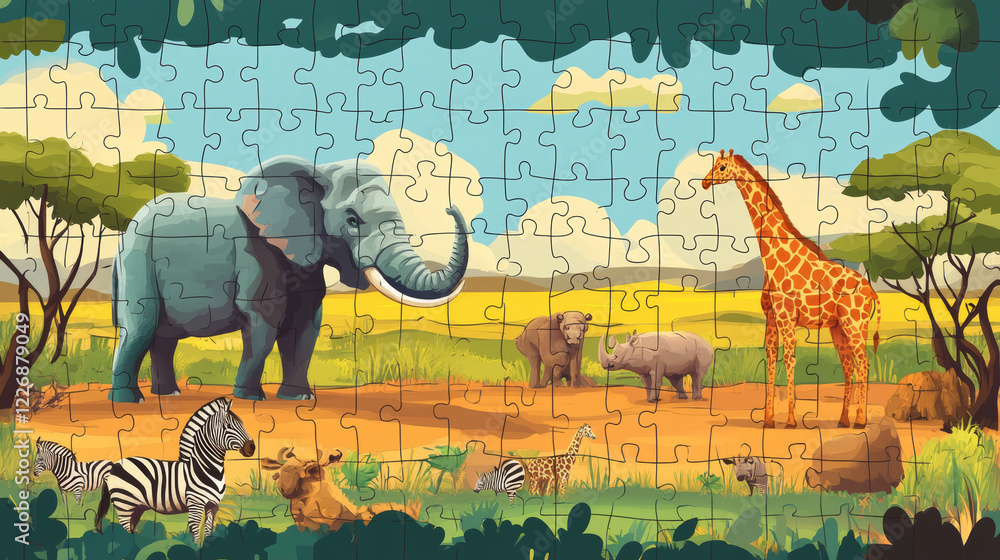 Word search puzzle game with African savannah safari animals, vector ...