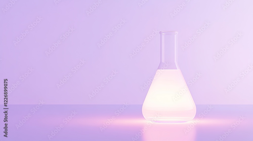 sterile cell culture flask glowing faintly under lab lights set against ...