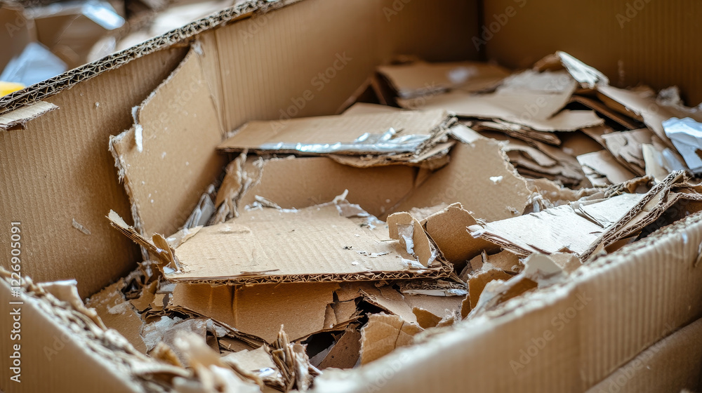 Damaged and crumpled cardboard delivery box showing signs of rough ...