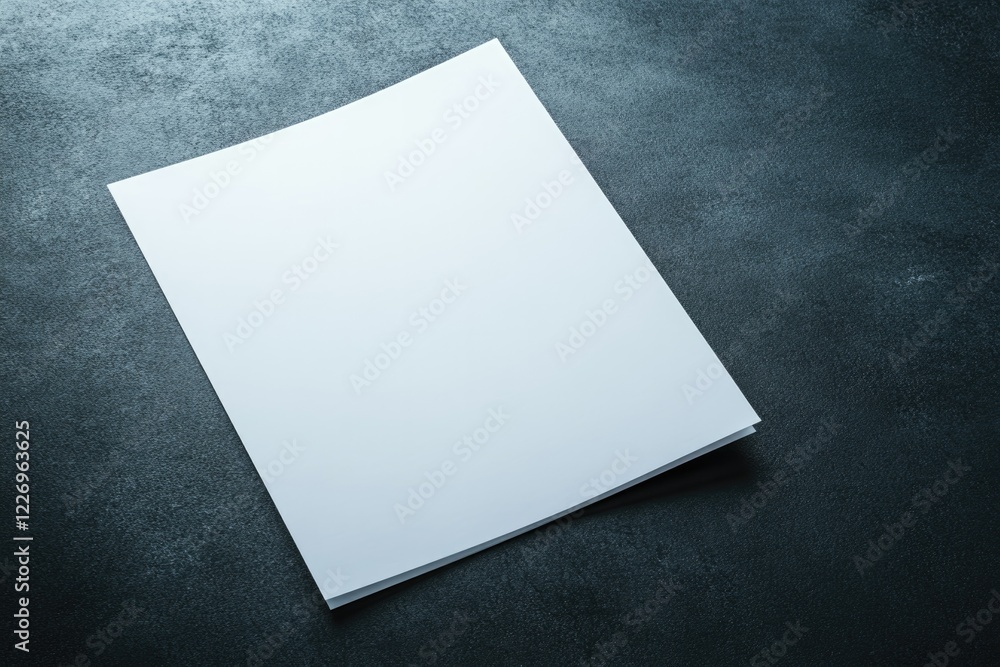 mockup blank white 3d brochure unfolded flat on dark matte surface with ...