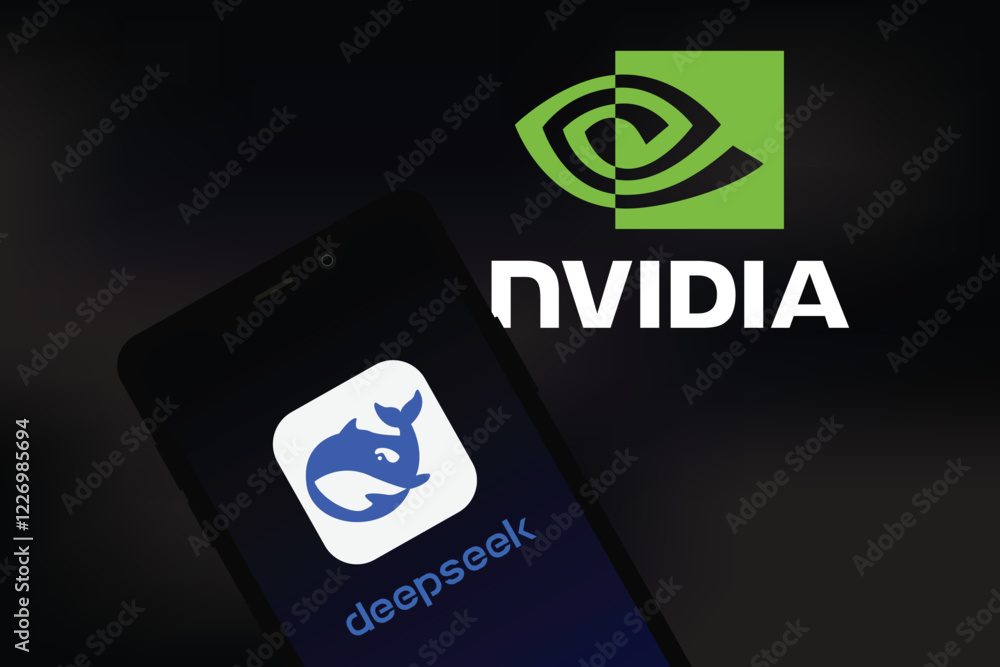 nvidia vs deepseek logos on dark background Stock Vector | Adobe Stock