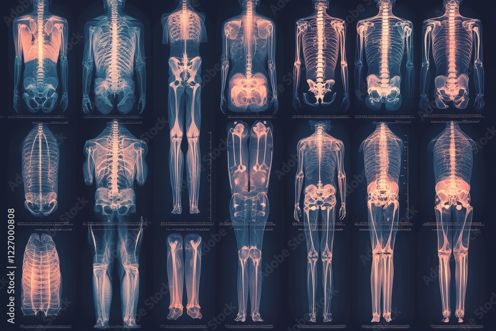 Detailed anatomical charts showcasing human skeleton structures and ...