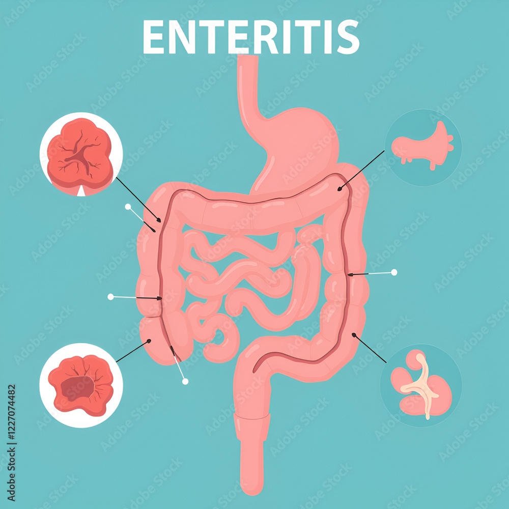 Enteritis, inflammation of the small intestine. Gut diseases ...