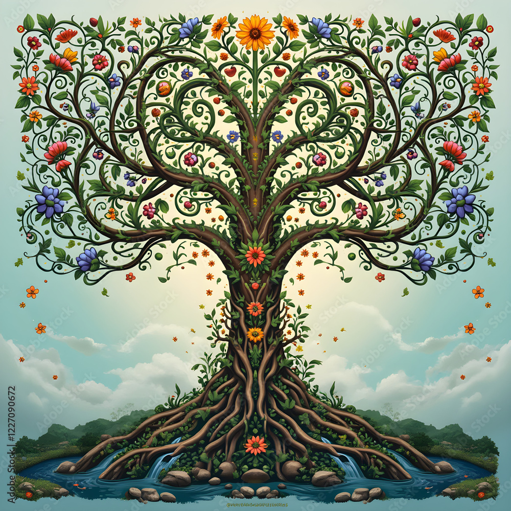 Roots of Wisdom: The Eternal Symbolism of the Tree of Life Stock Illustration | Adobe Stock
