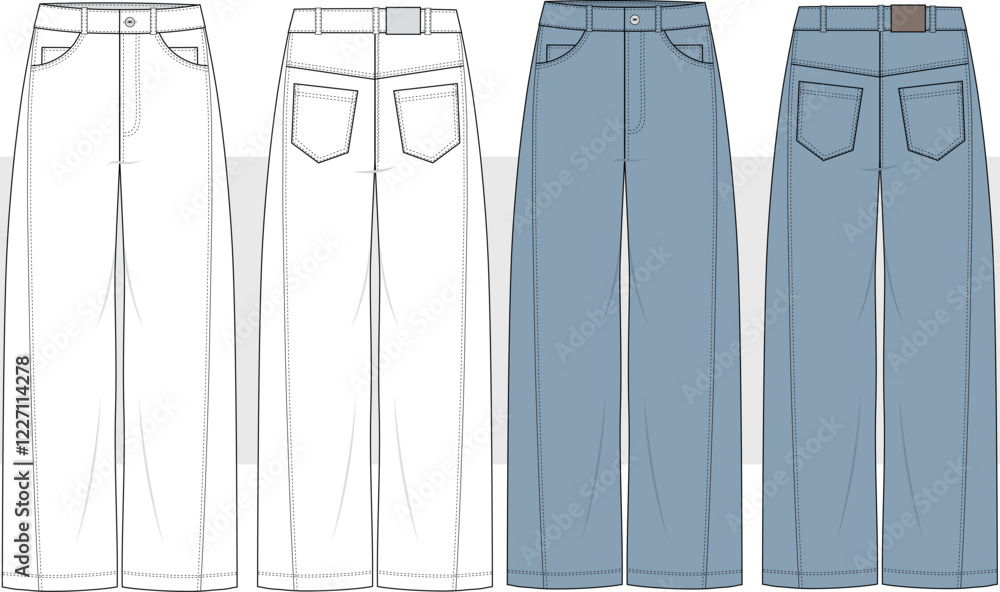 Unisex Baggy jeans, Boyfriend Jeans, Mom-fit Jeans, Denim Pants Front ...