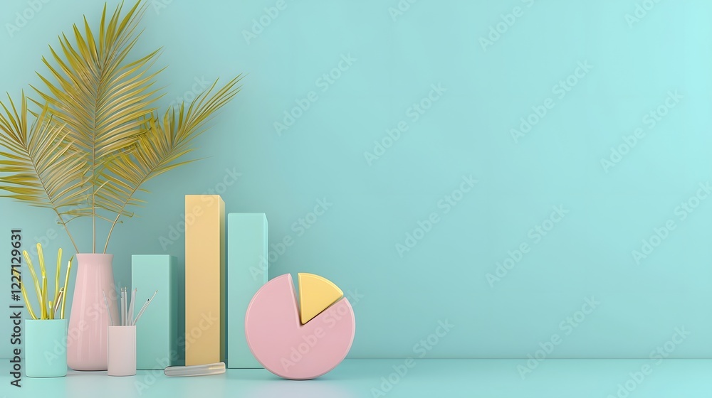 Visually striking 3D infographic composition featuring pastel toned bar ...