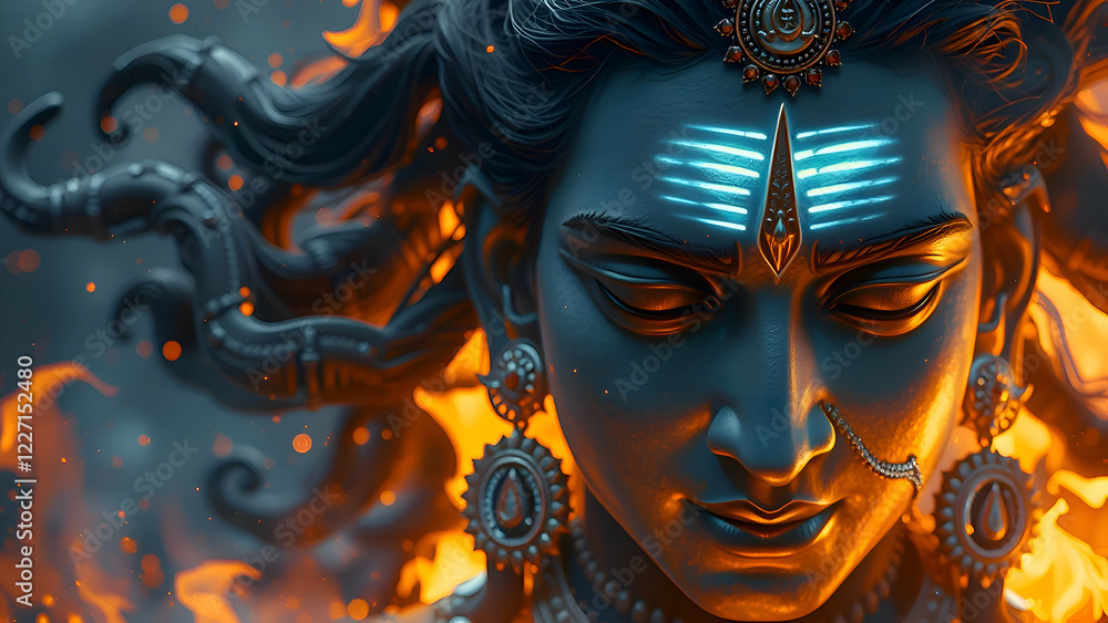 Ilustración de Stock Hindu god Shiva, Colorful indian hindu God Shiva ...