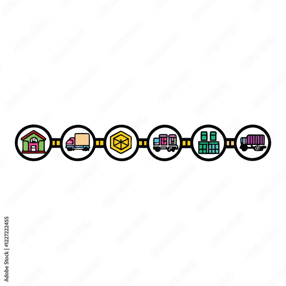 Vector de Stock Illustrate the linear progression of a supply chain's ...