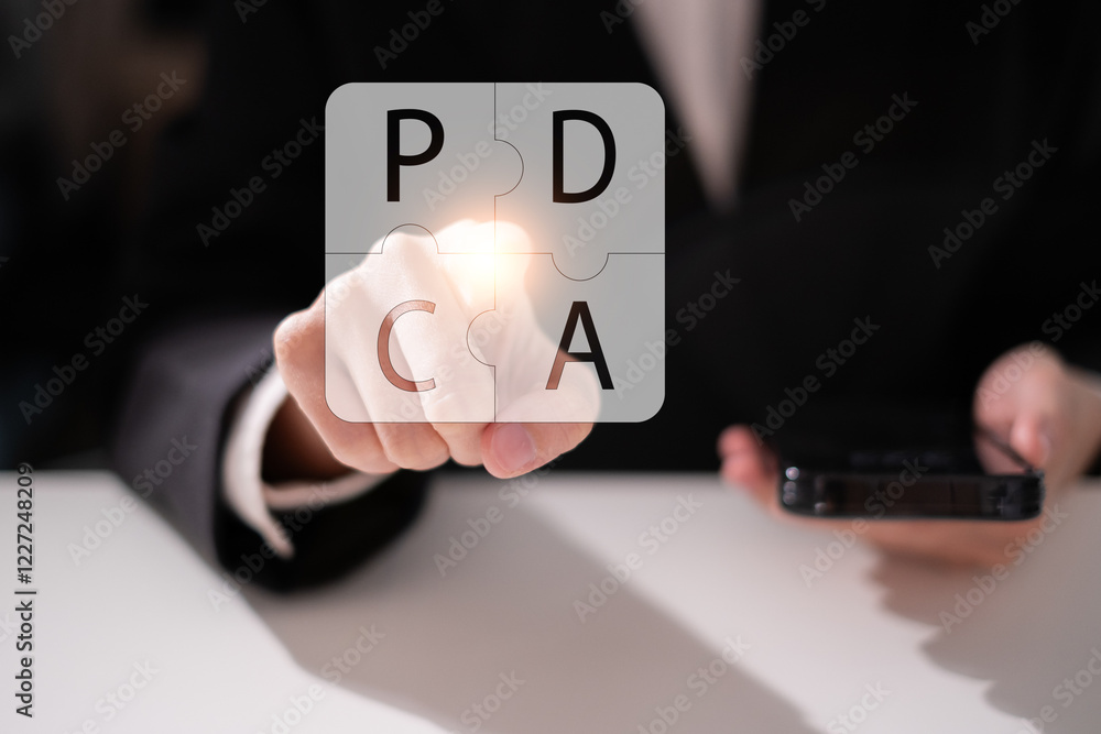 PDCA Plan do check act cycle diagram flow model process management business strategy concept ...
