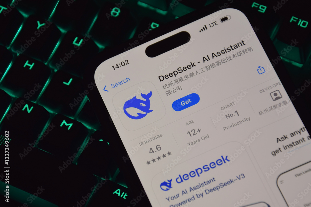 Deepseek Ai logo is displayed on smartphone. Stock Photo | Adobe Stock