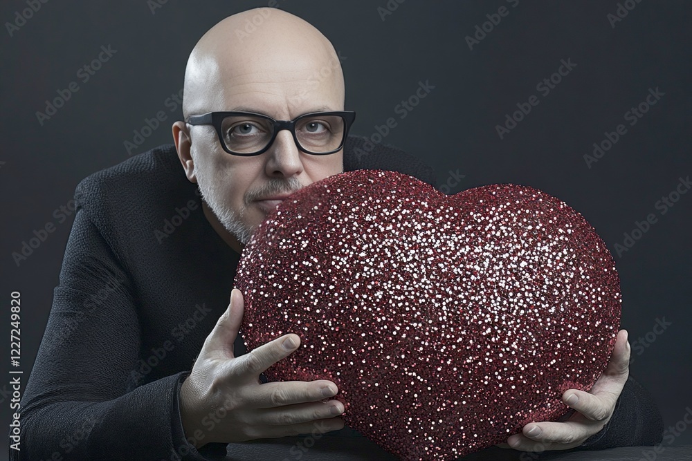 Adult valentine's day greeting card: adult man with subtle smile face ...