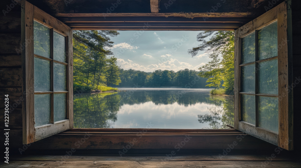 Lake window views scenery nature landscape green tree view window ...