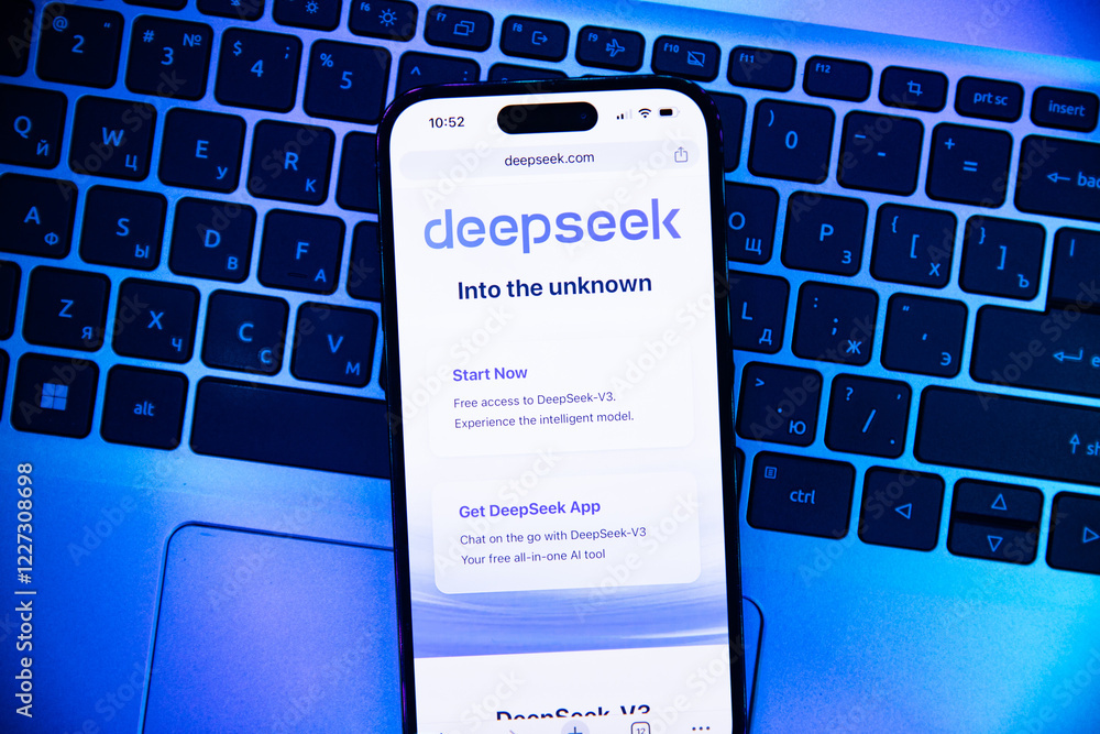 Deepseek Ai logo displayed on smartphone Stock Photo | Adobe Stock
