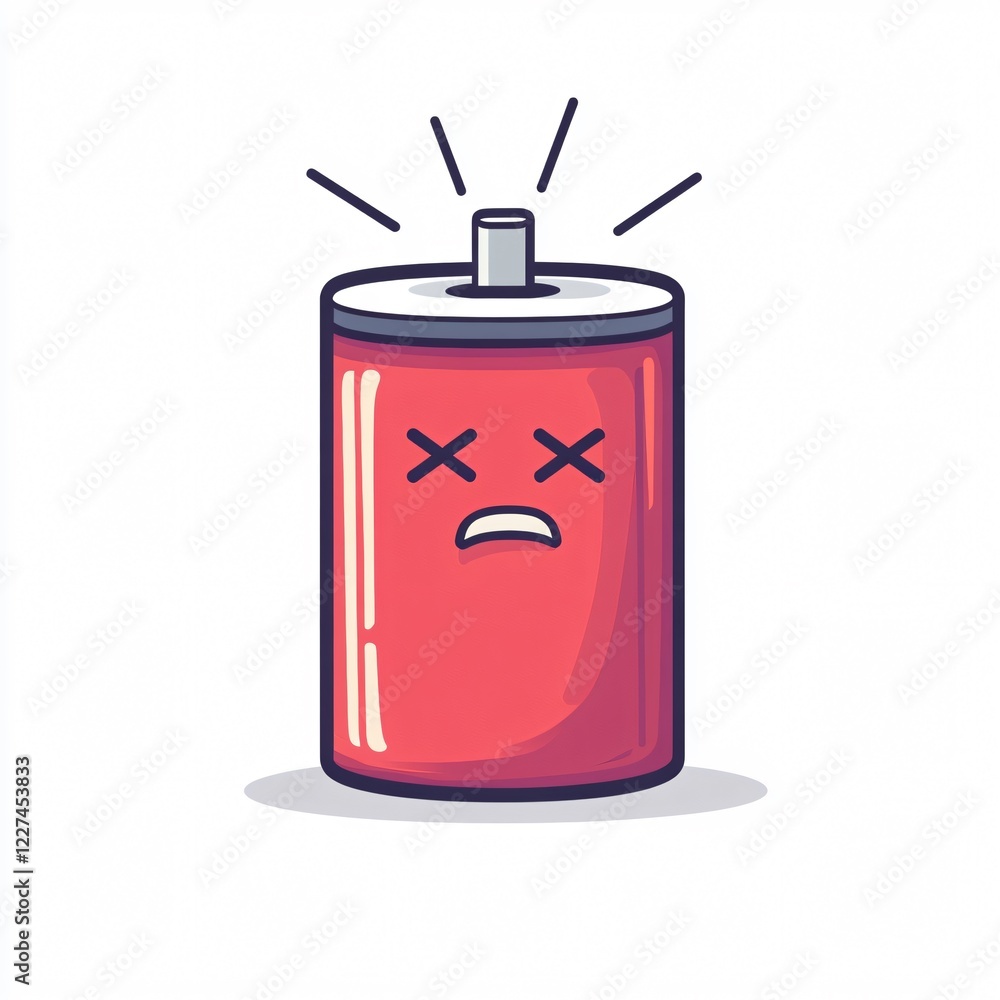 Cute Low Battery Symbol Cartoon Vector for Design Projects Stock ...