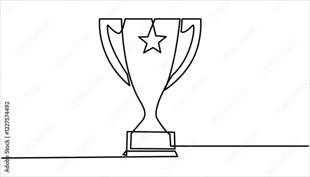 Winner trophy symbol. Continuous one line drawing of trophy cup ...