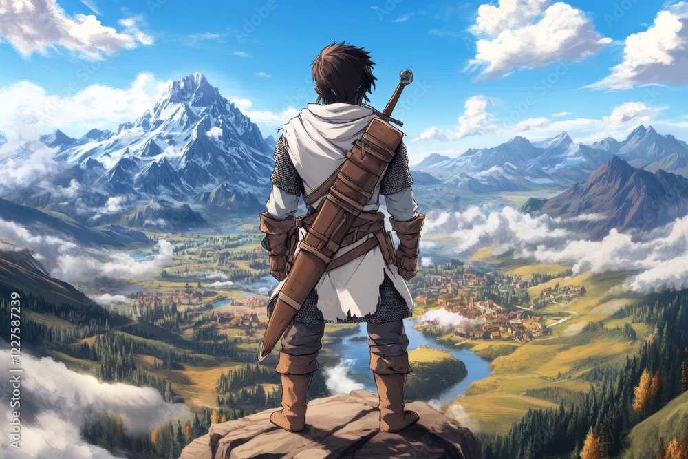 A pixel art depiction of a king standing on a castle balcony ...