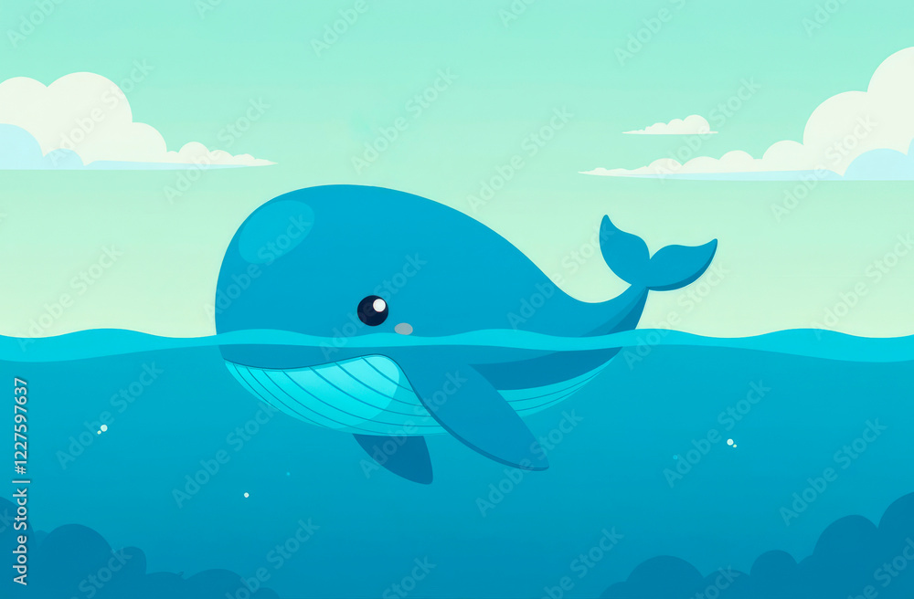 International Day The blue whale event banner. Blue whale on white ...