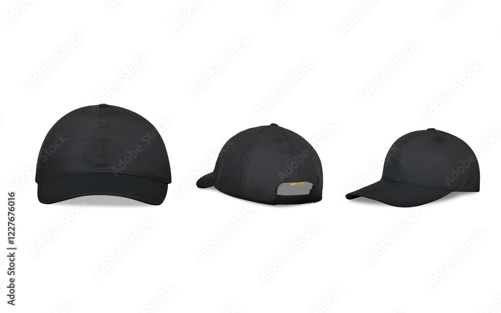 Black blank Baseball caps mock up transparent background, front and ...
