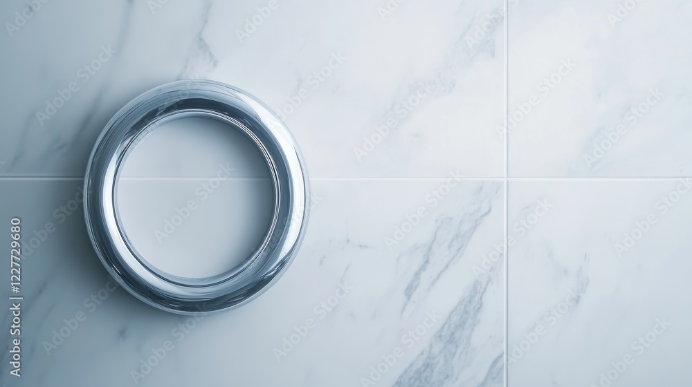Detail view of O ring seal system in modern restroom with ceramic tiles ...
