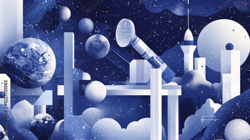 Illustration that represents the concept of AI in Space Exploration in ...