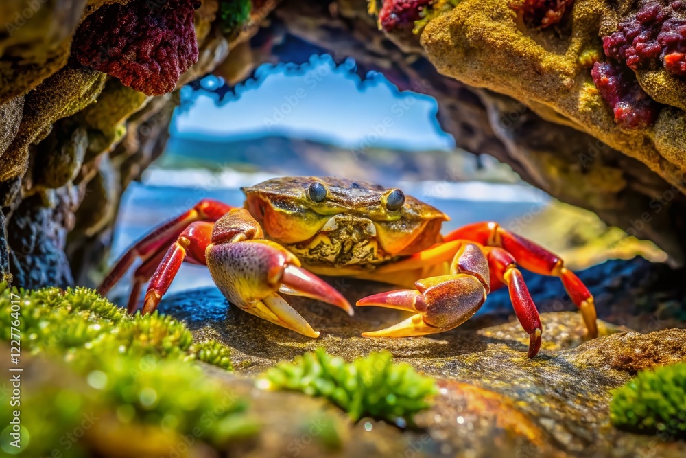 Coastal Crab Habitats: Exploring Burrows & Shells in Tide Pools Stock ...