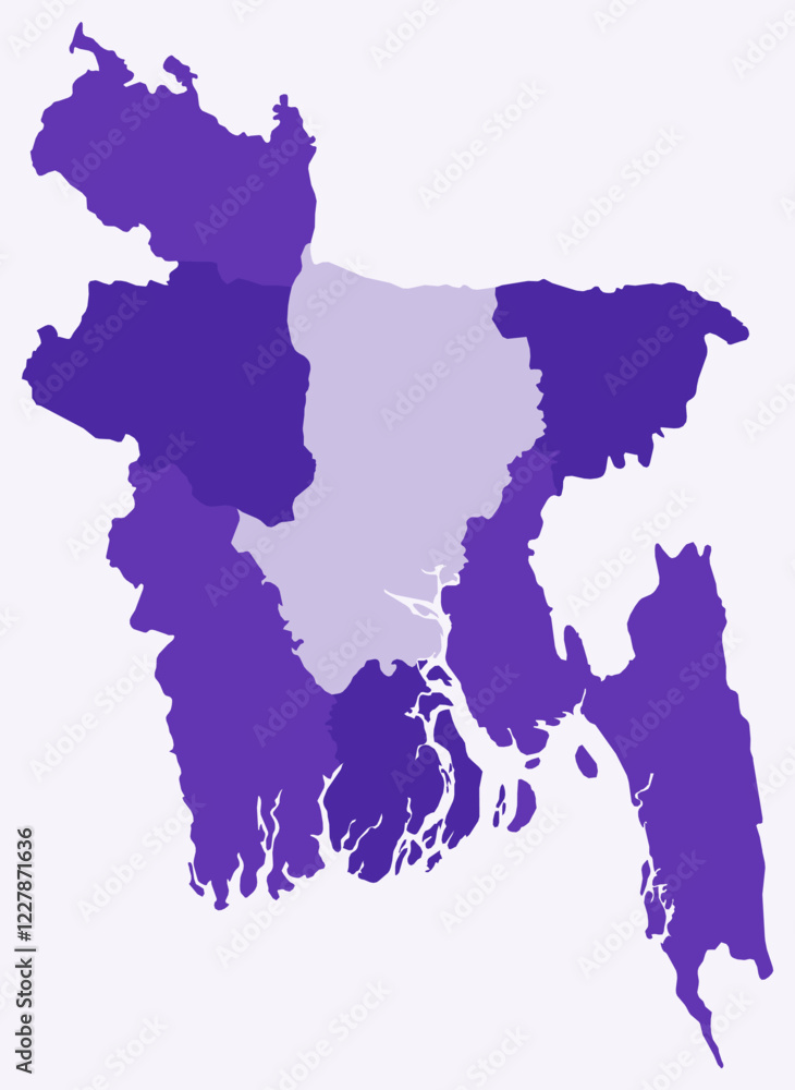 Map of Bangladesh with regions. A simple country border map with region ...