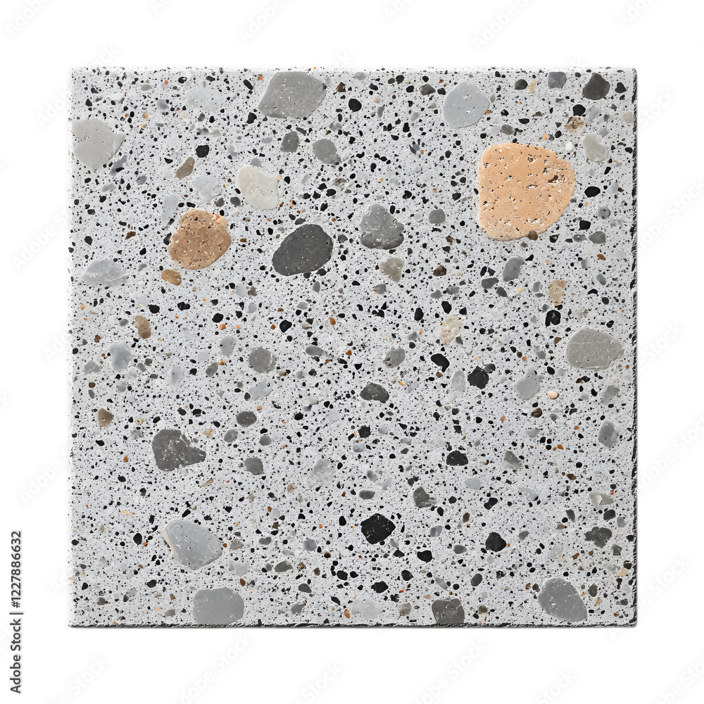 Polished concrete slab with speckled details on transparent background ...